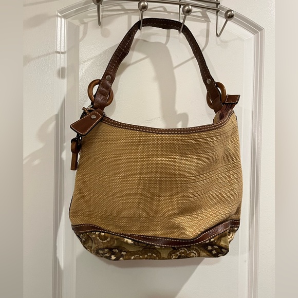 Fossil | Bags | Fossil Woven Shoulder Hobo Bagpurse Leather Strap ...